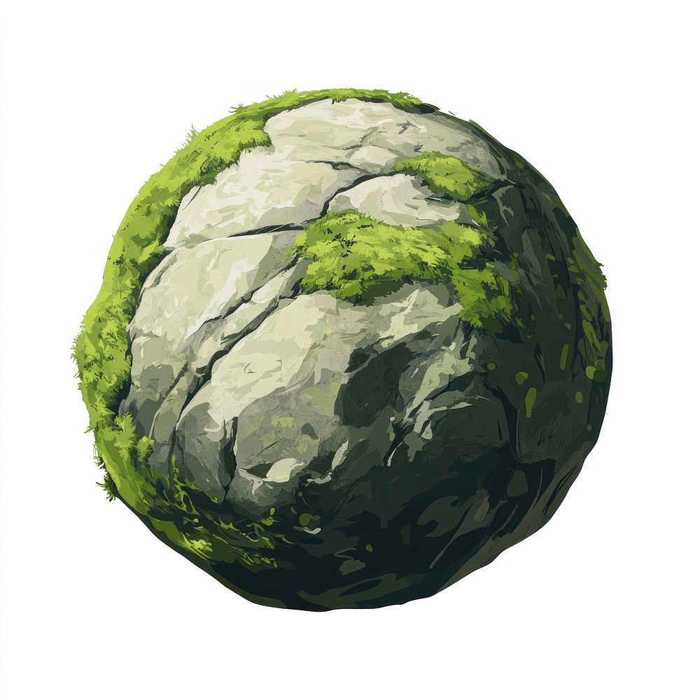 round rock moss illustration sphere | Free Photo Illustration - rawpixel