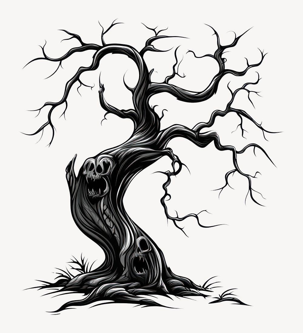 Haunted tree vector illustration twisted | Free Vector - rawpixel