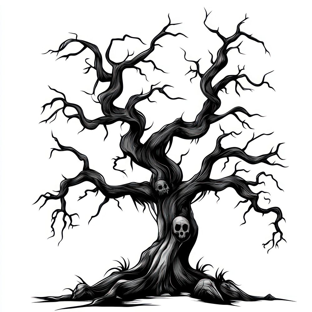Haunted tree vector art illustration | Free Photo Illustration - rawpixel