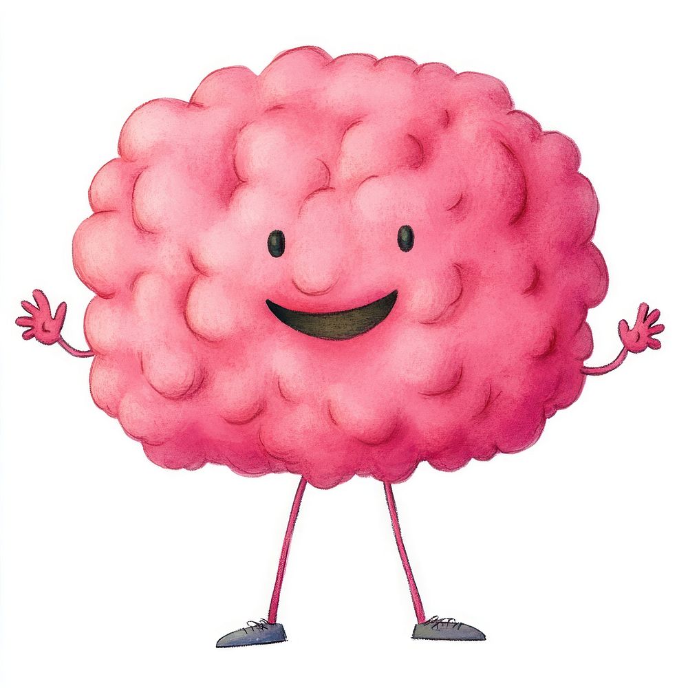 Pink brain illustration cartoon cute. | Free Photo Illustration - rawpixel