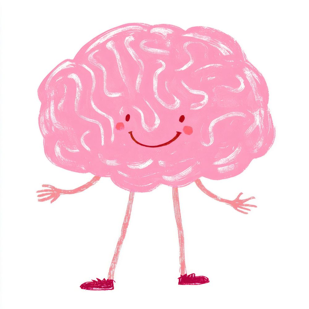 Pink brain illustration cartoon cute. | Free Photo Illustration - rawpixel