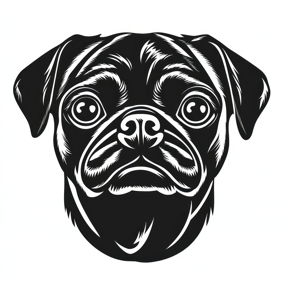 Pug face linear illustration animal | Free Photo Illustration - rawpixel