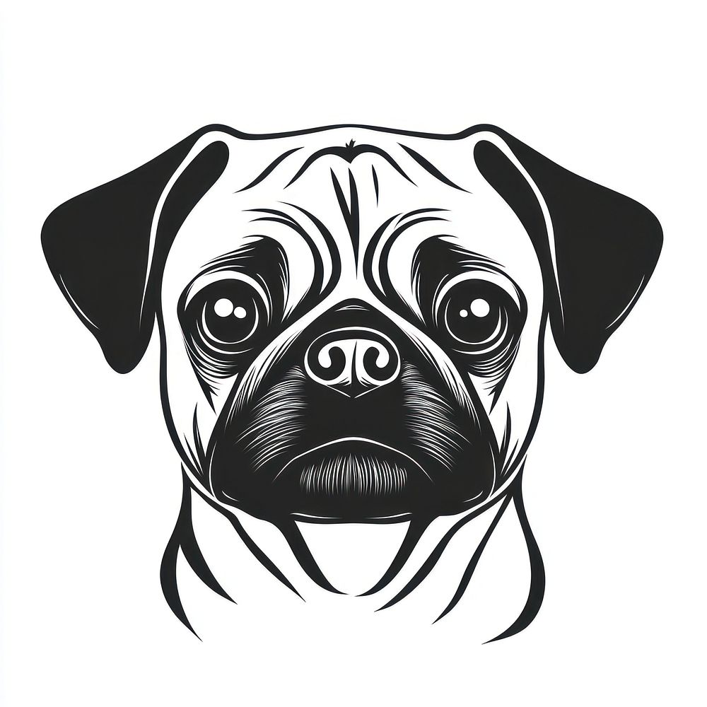 Pug face linear art illustration | Free Photo Illustration - rawpixel