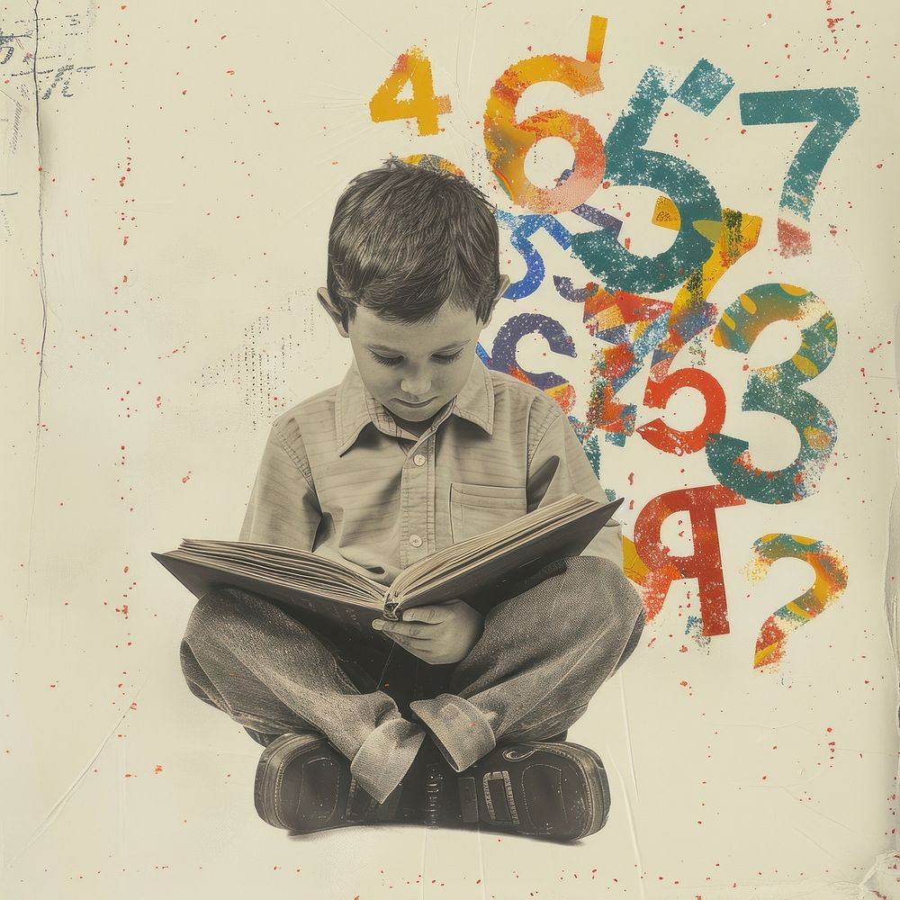 Collage kid reading book publication | Free Photo Illustration - rawpixel