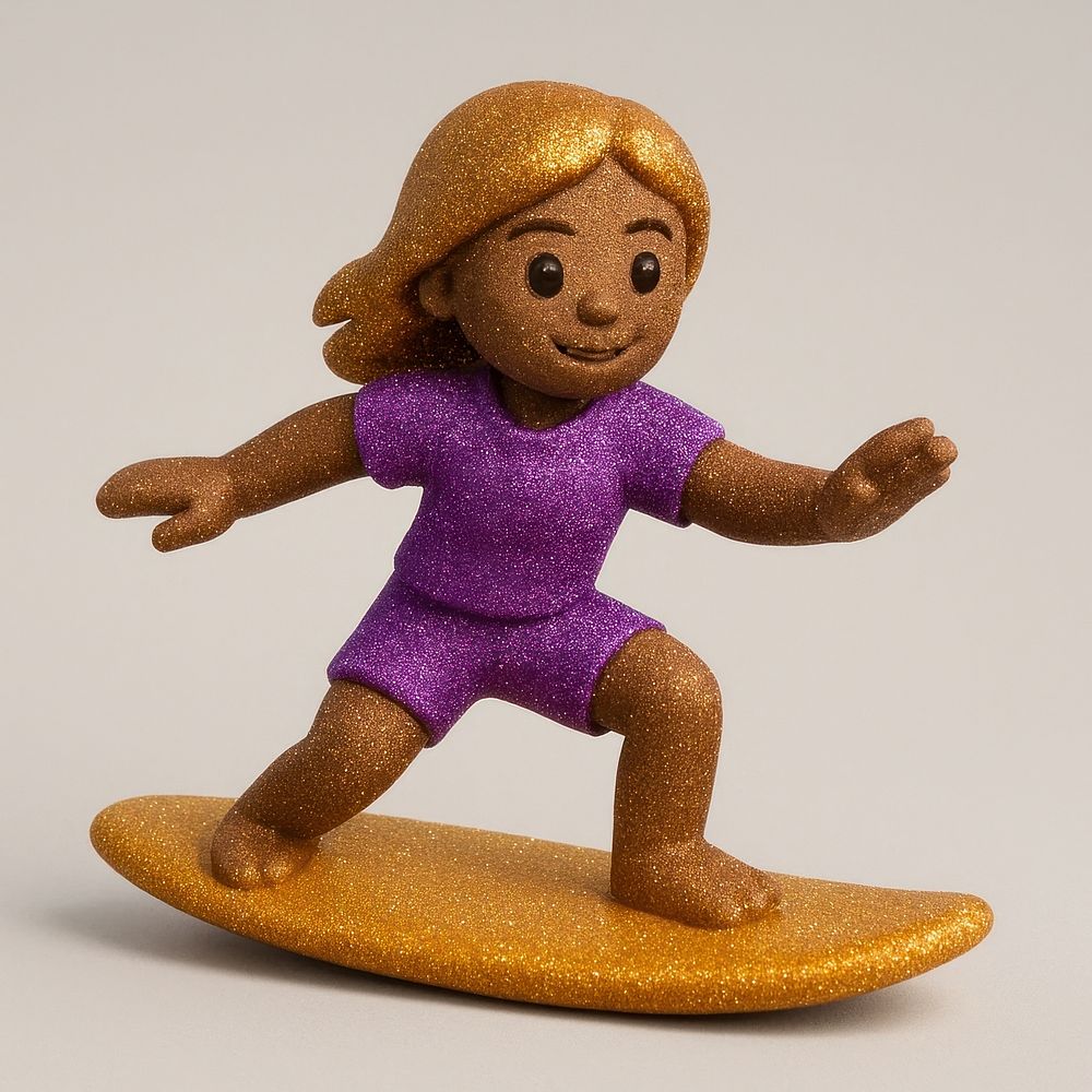 Playful glittery surfing figure | Free Photo Illustration - rawpixel