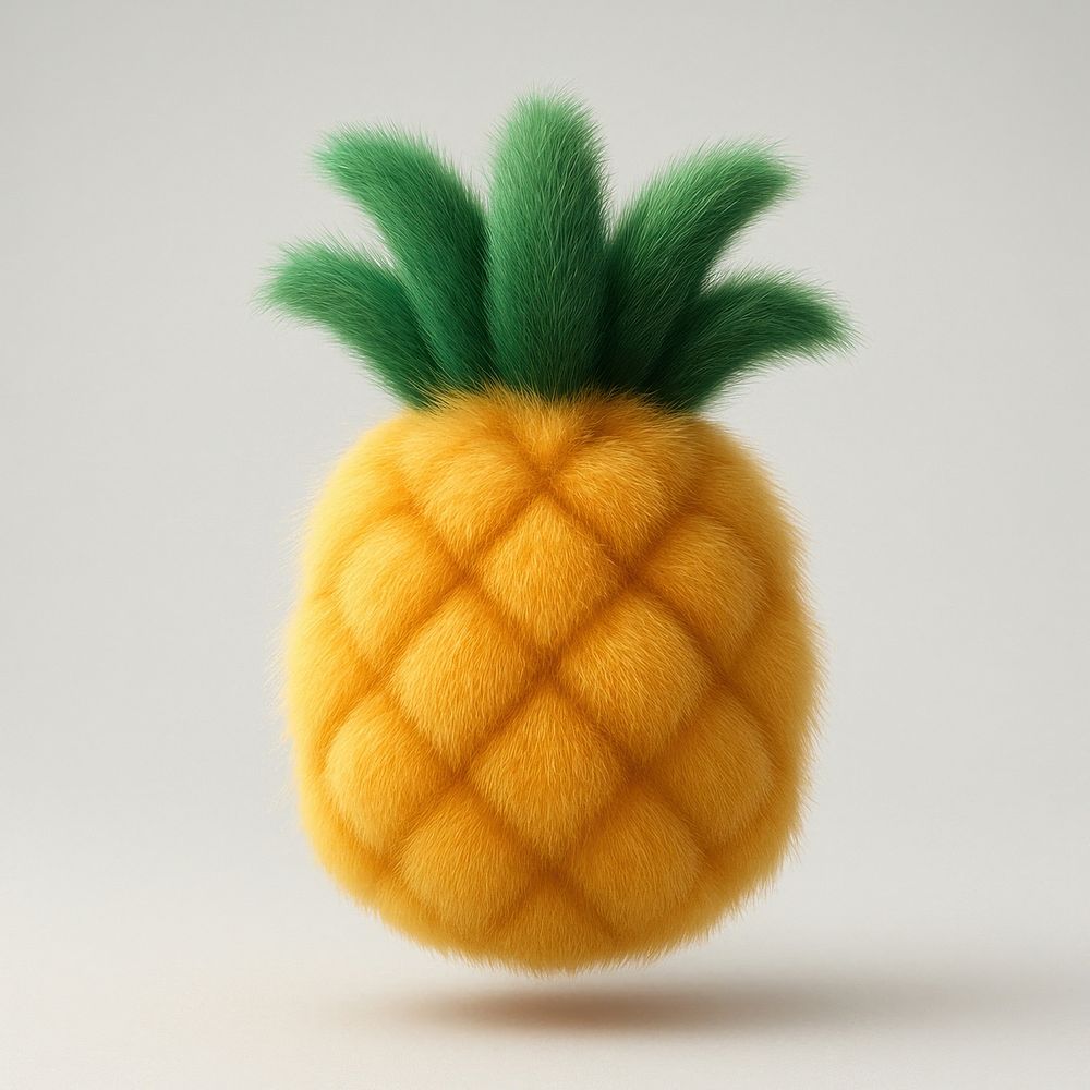 Fuzzy pineapple with green leaves | Free Photo Illustration - rawpixel