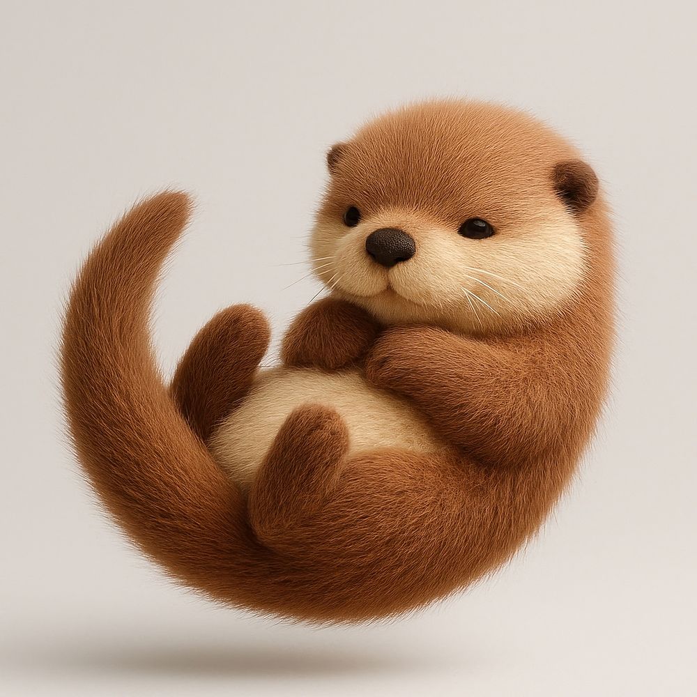 Adorable fluffy otter illustration | Free Photo Illustration - rawpixel