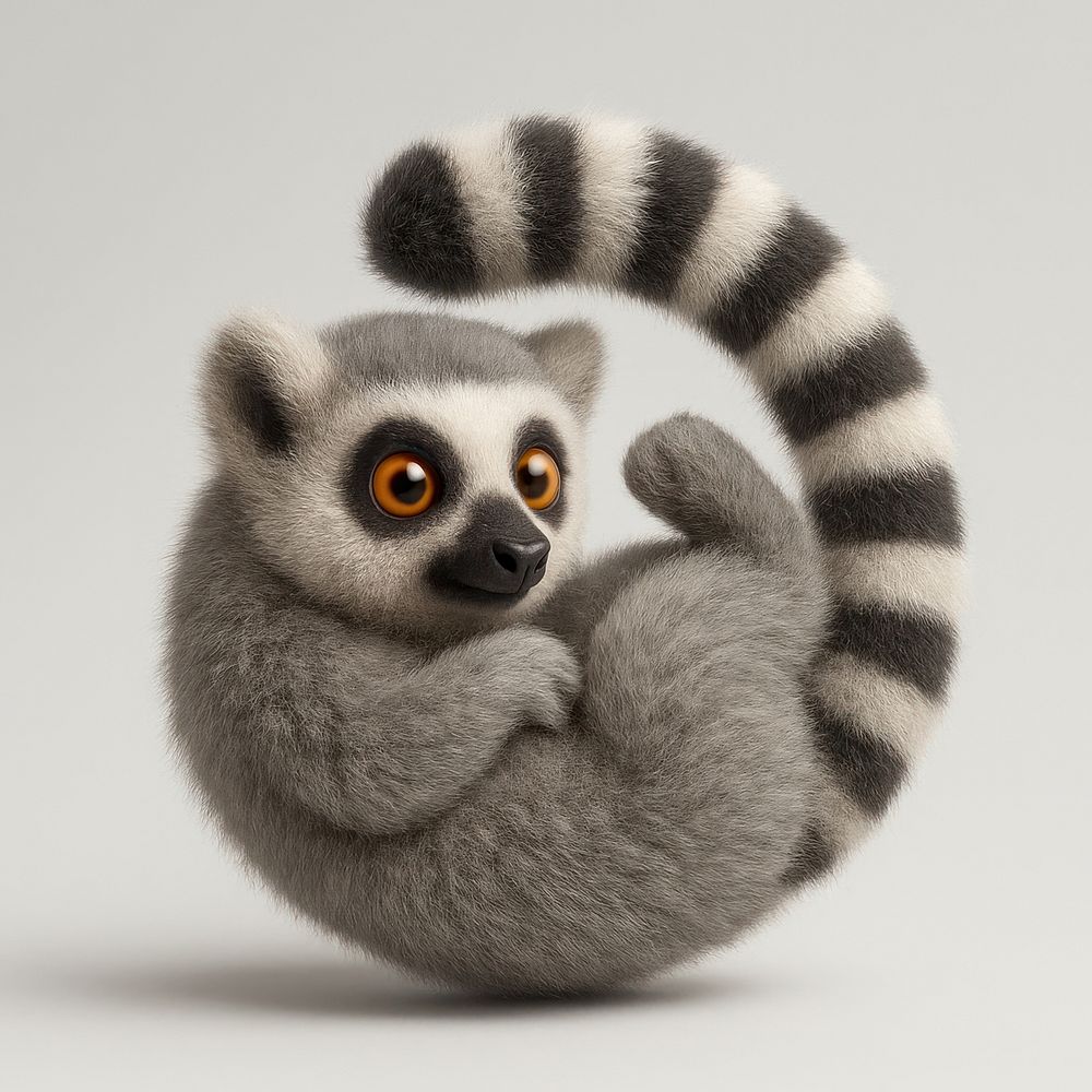 Cute fluffy lemur illustration | Free Photo Illustration - rawpixel