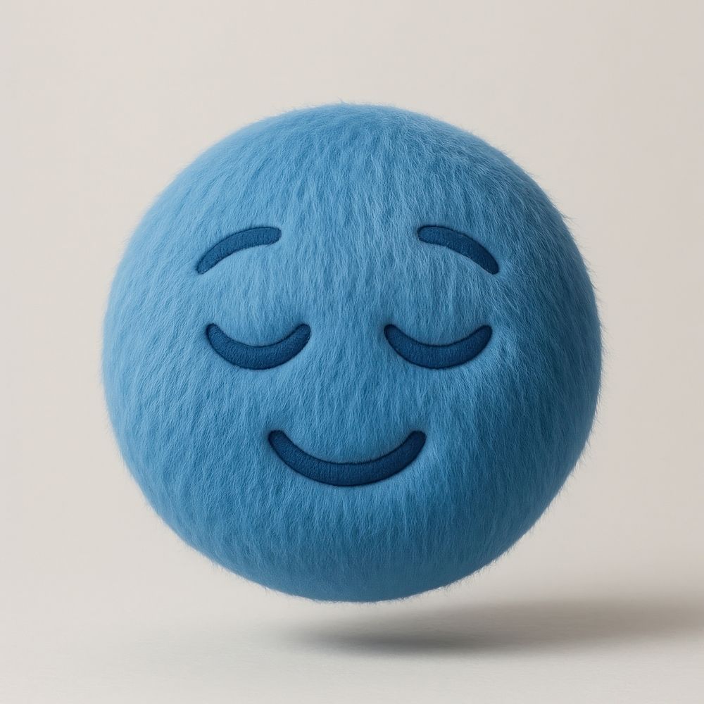 Fuzzy blue serene emoji | Free Photo Illustration - rawpixel