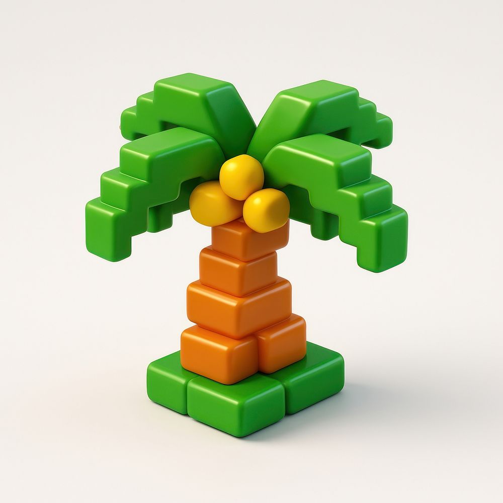 Colorful blocky palm tree | Free Photo Illustration - rawpixel