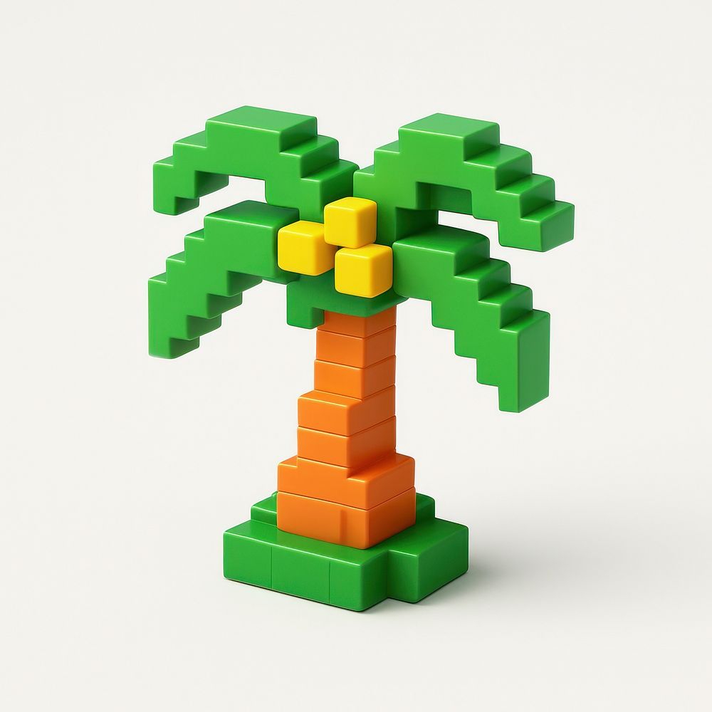 Pixelated tropical palm tree | Free Photo Illustration - rawpixel