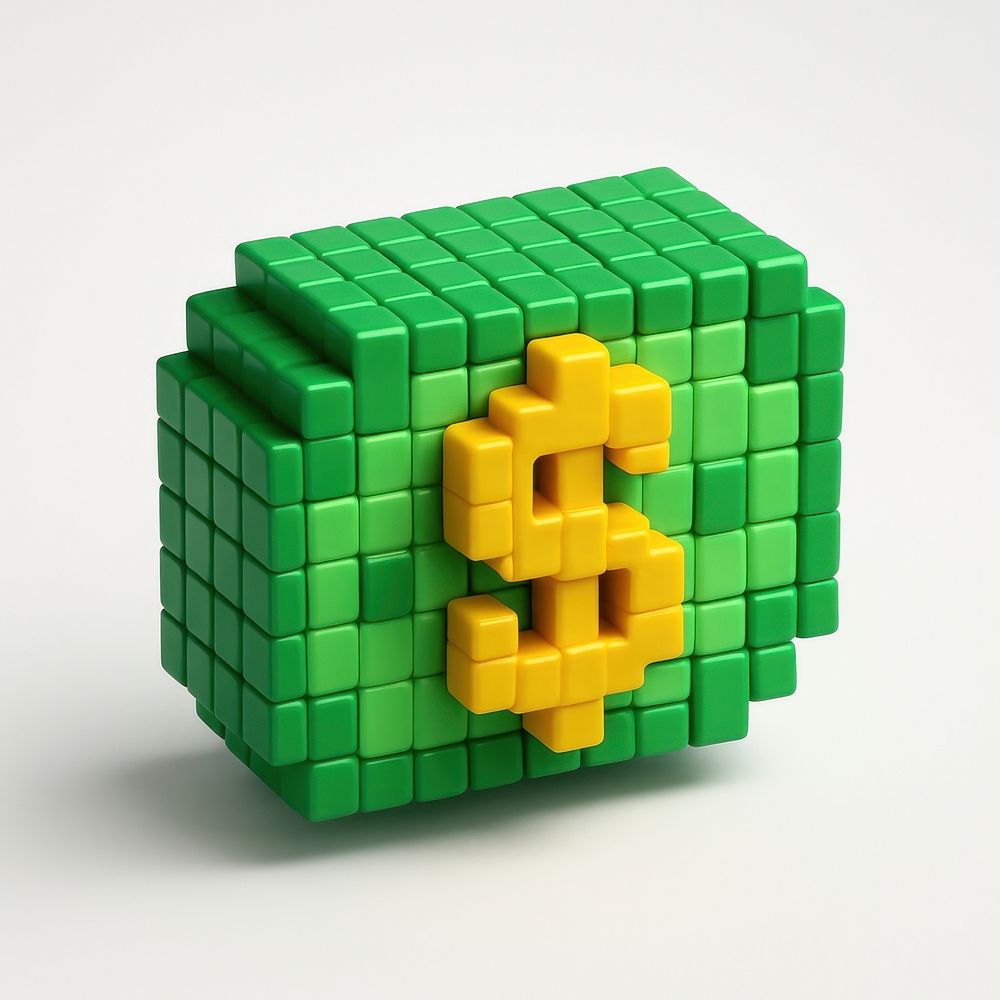 Pixelated dollar symbol cube | Free Photo Illustration - rawpixel