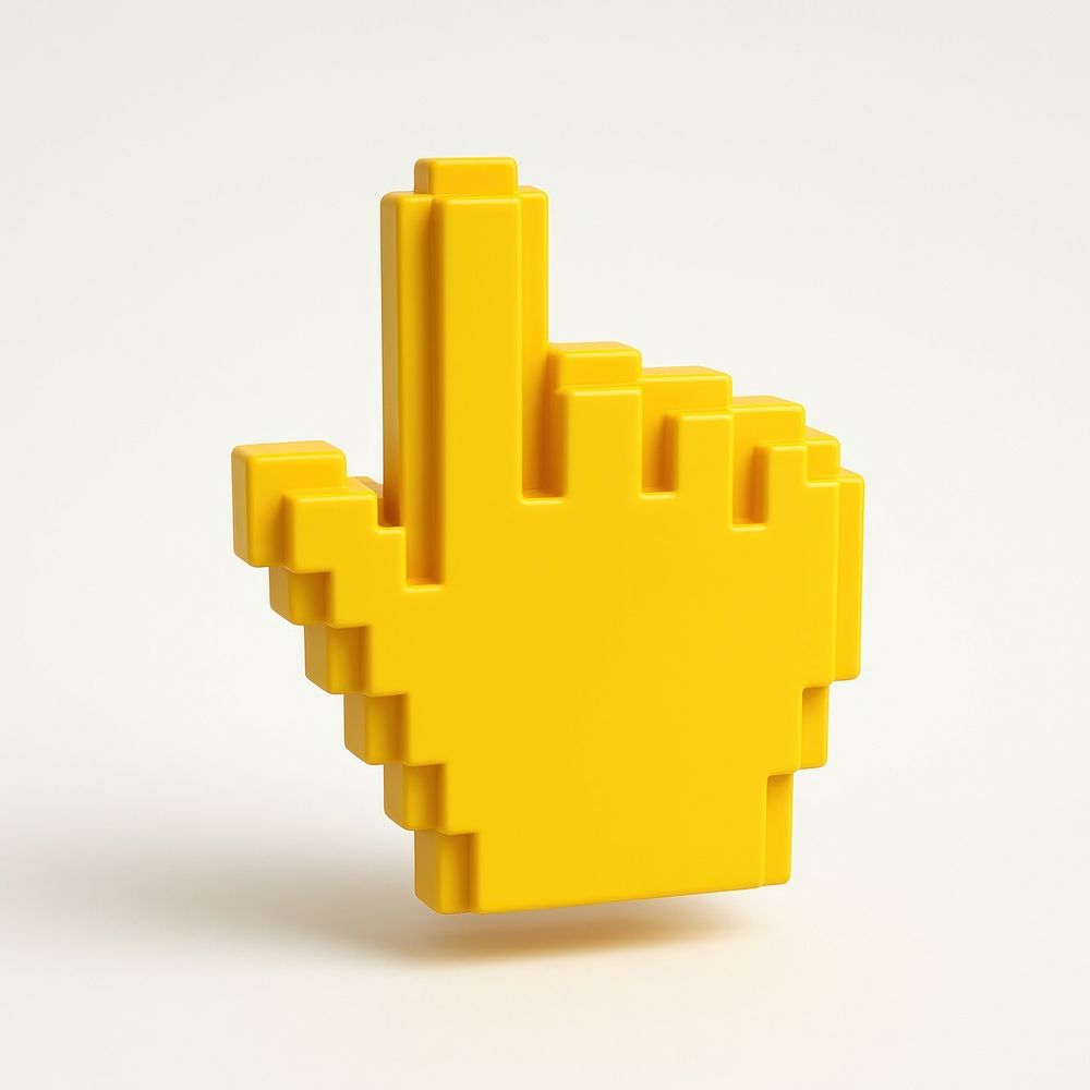 Pixelated yellow hand cursor | Free Photo Illustration - rawpixel