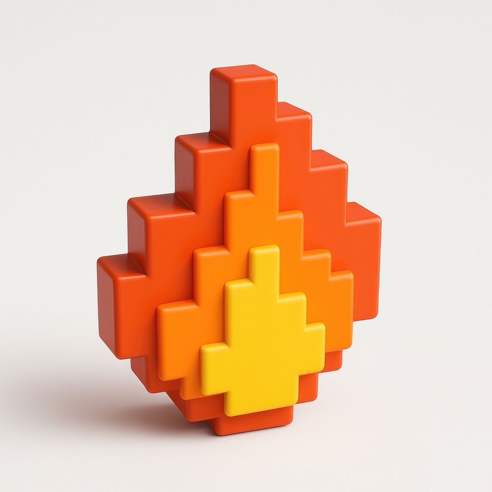 Pixelated fire icon sculpture | Free Photo Illustration - rawpixel