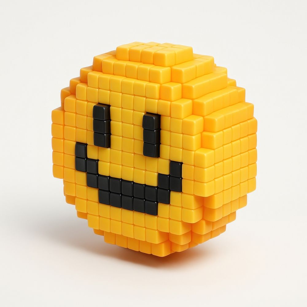 Pixelated 3D smiley face illustration. | Free Photo Illustration - rawpixel