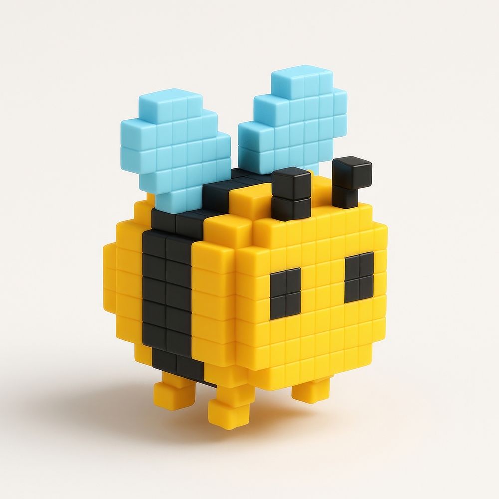 Pixelated bee toy illustration. | Free Photo Illustration - rawpixel