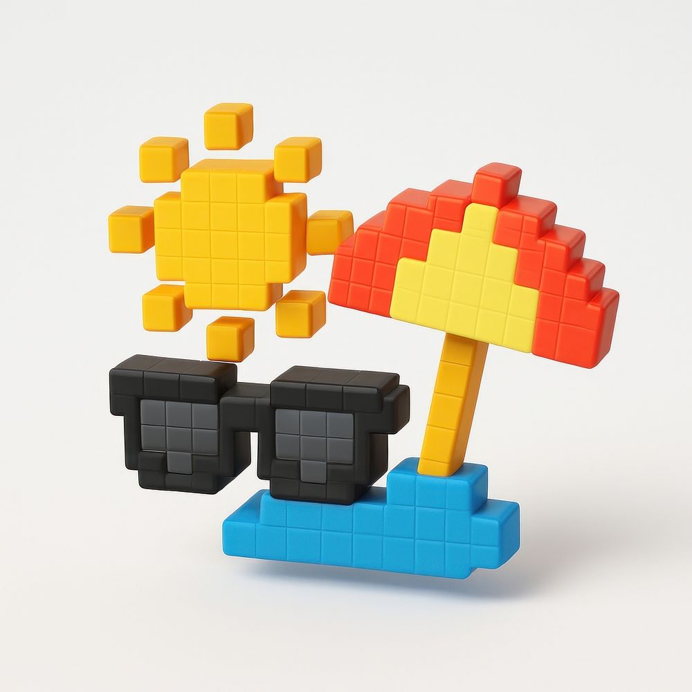 Pixelated summer beach fun | Free Photo Illustration - rawpixel