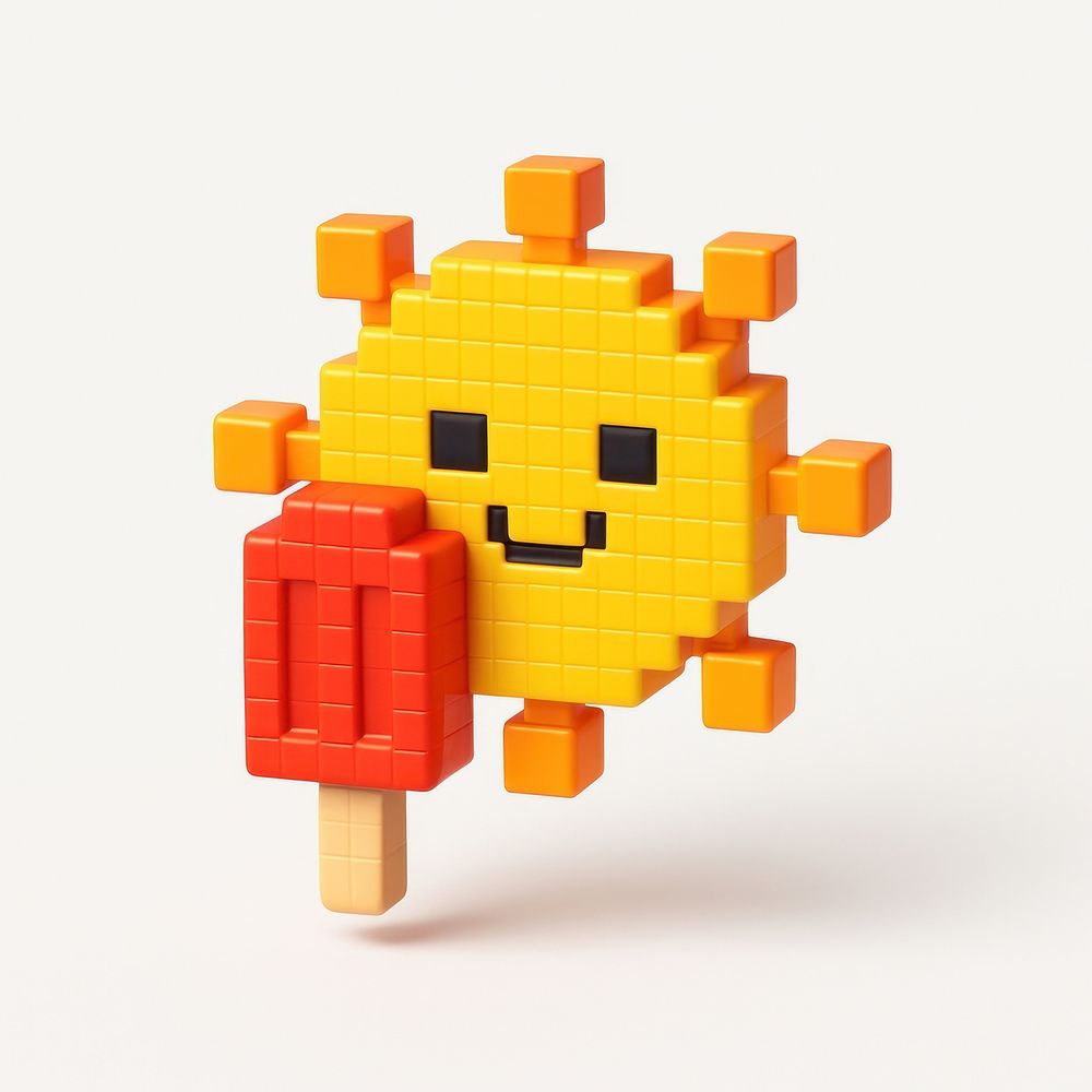 Pixelated sun with popsicle | Free Photo Illustration - rawpixel