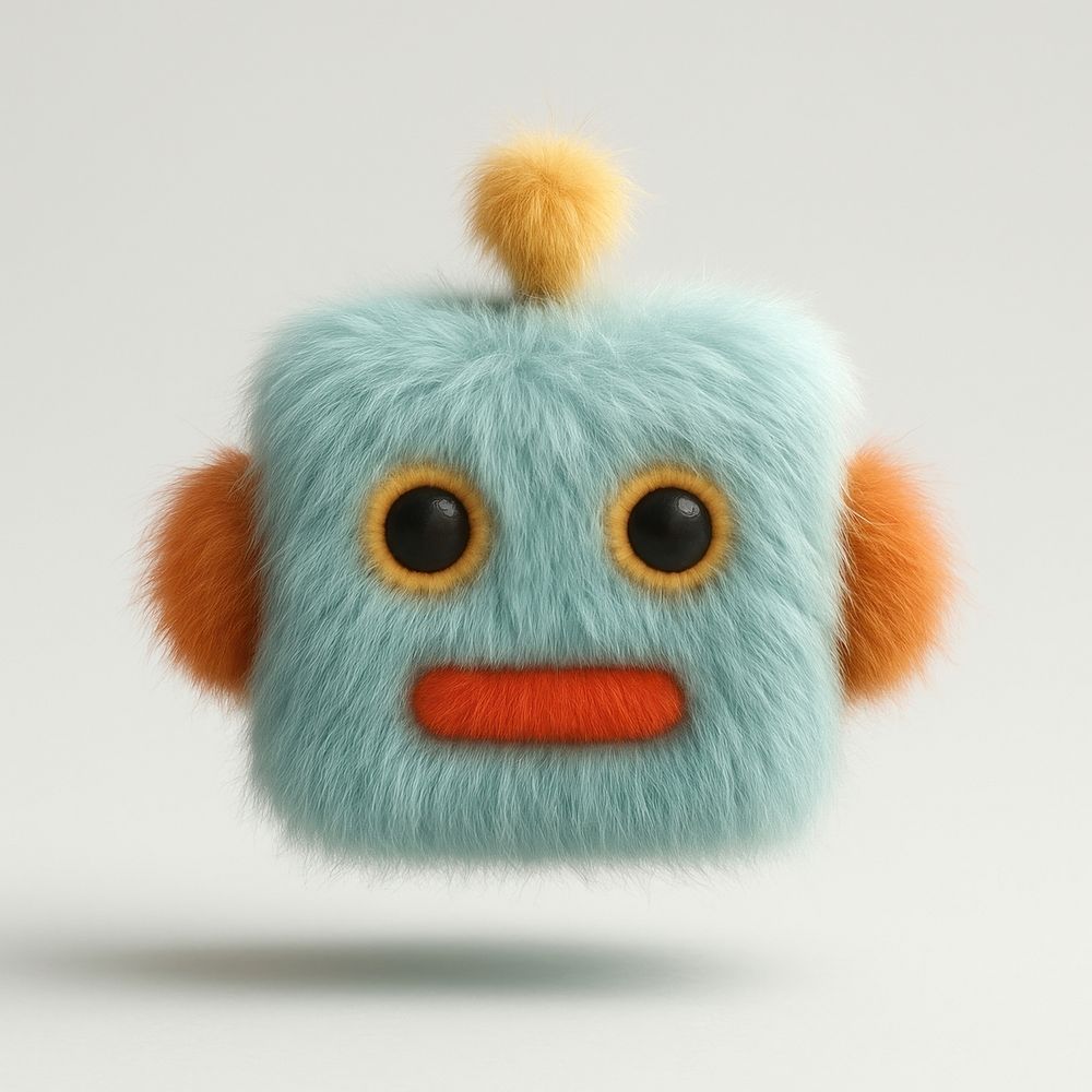 Fuzzy robot toy with expression | Free Photo Illustration - rawpixel