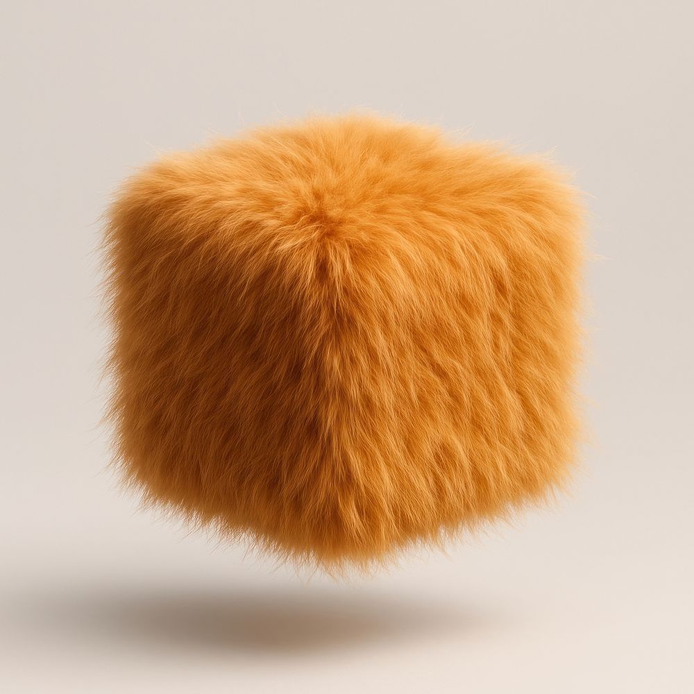 Floating fluffy orange cube | Free Photo Illustration - rawpixel
