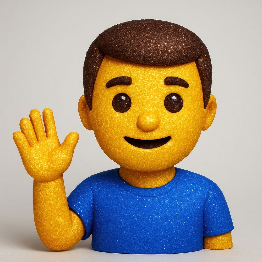 Friendly waving emoji figure | Free Photo Illustration - rawpixel