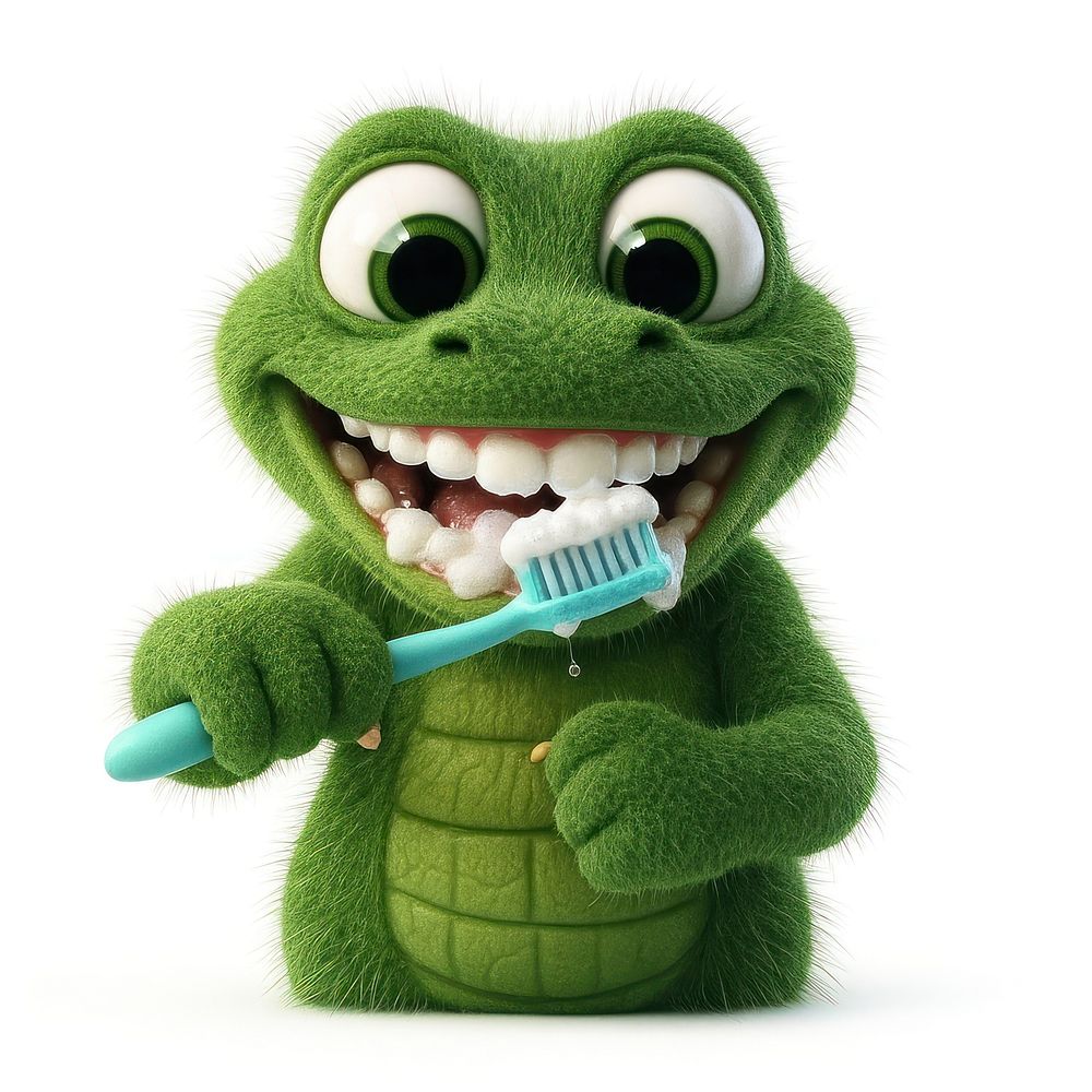 Cute frog brushing teeth | Free Photo Illustration - rawpixel