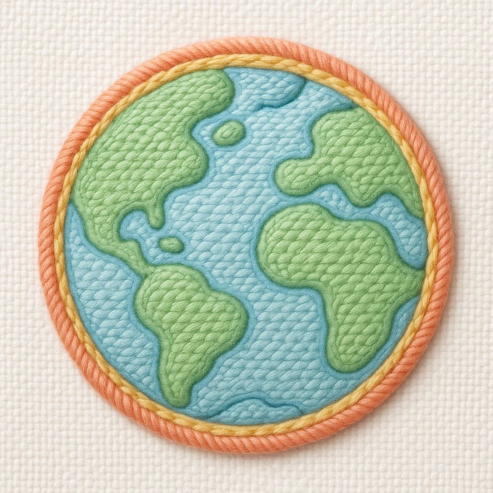 Textured embroidered Earth patch | Free Photo - rawpixel