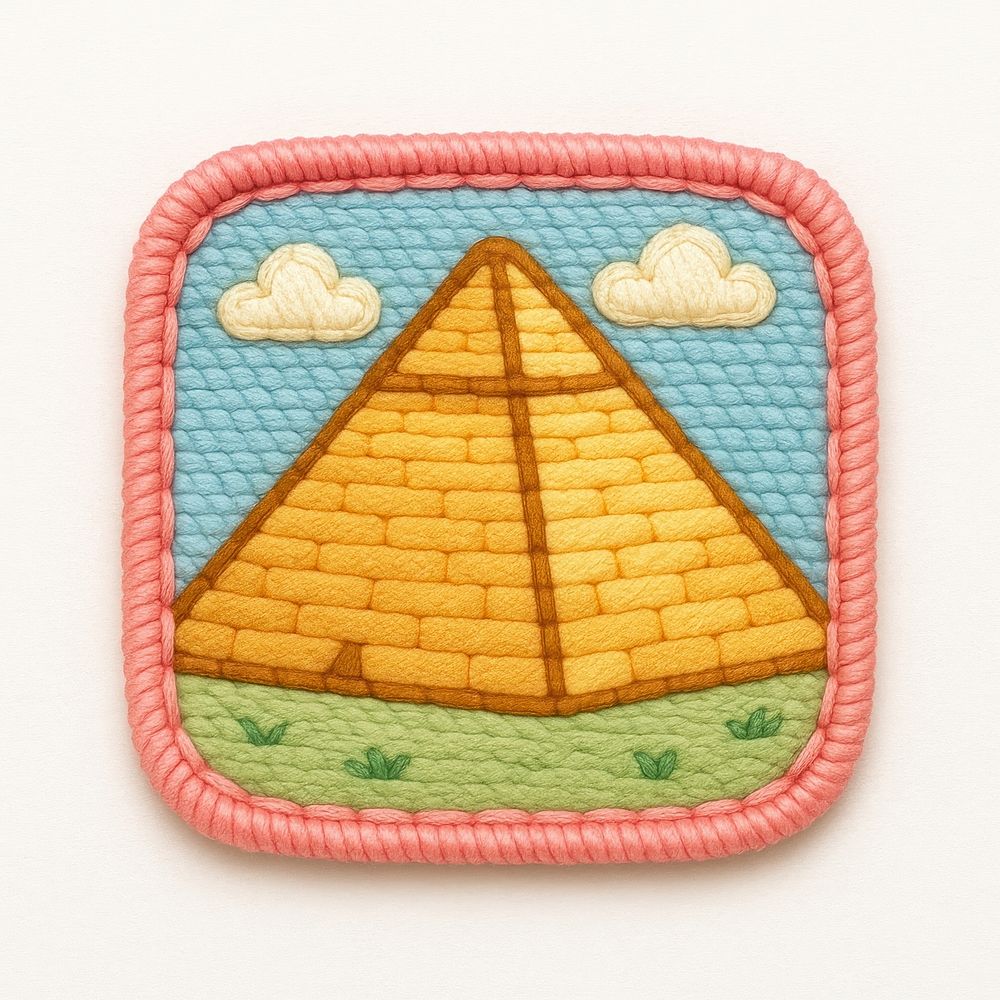 Colorful embroidered pyramid patch | Free Photo - rawpixel