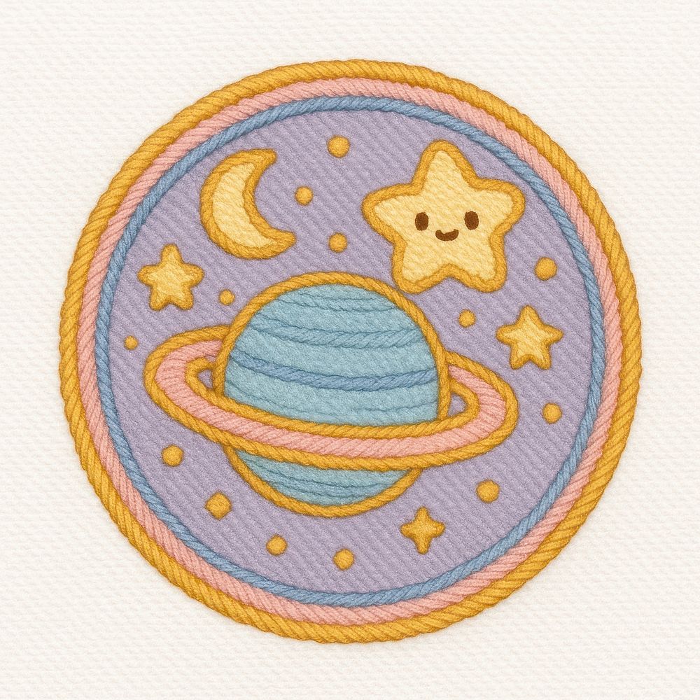 Cute embroidered space design | Free Photo - rawpixel