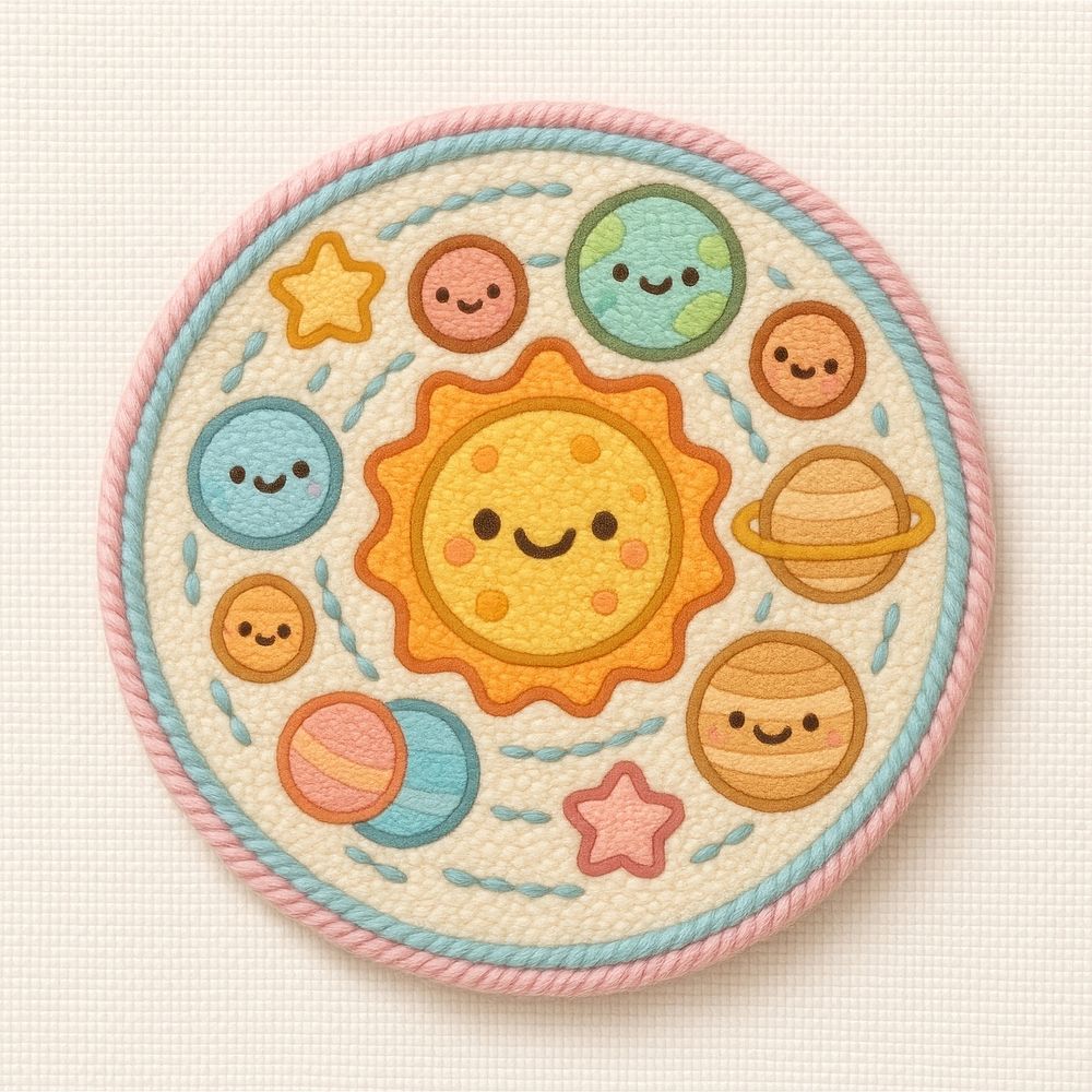 Cute solar system embroidery design. | Free Photo - rawpixel