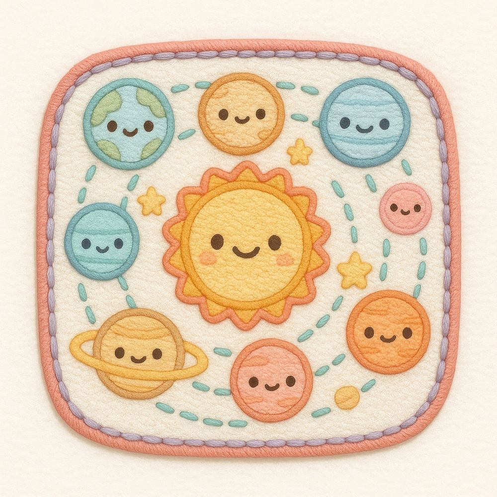 Cute embroidered solar system illustration. | Free Photo - rawpixel