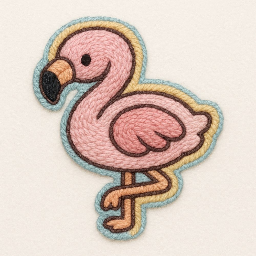 Colorful embroidered flamingo patch | Free Photo - rawpixel