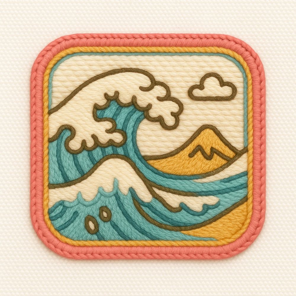 Colorful embroidered ocean wave patch. | Free Photo - rawpixel