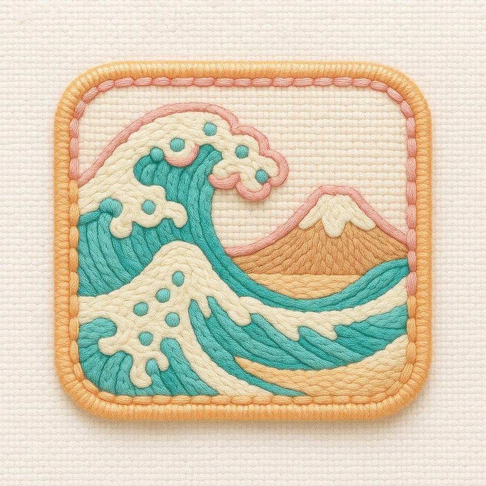 Colorful embroidered wave patch | Free Photo - rawpixel