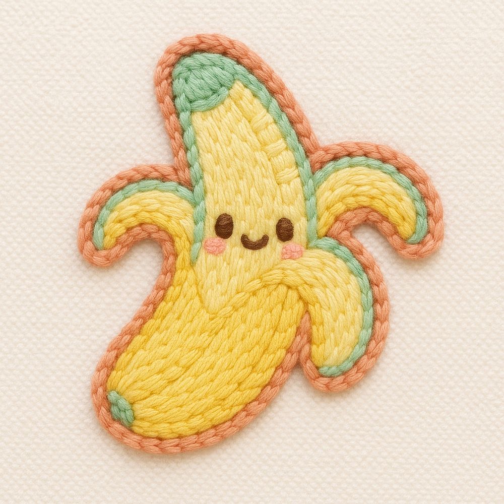 Cute embroidered banana patch | Free Photo - rawpixel