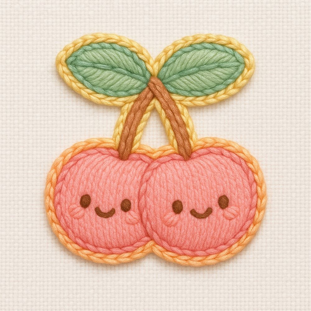 Cute embroidered cherry design. | Free Photo - rawpixel