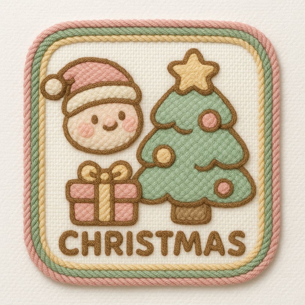 Cute embroidered Christmas patch | Free Photo - rawpixel