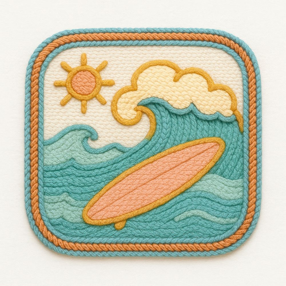 Colorful embroidered surfing patch | Free Photo - rawpixel