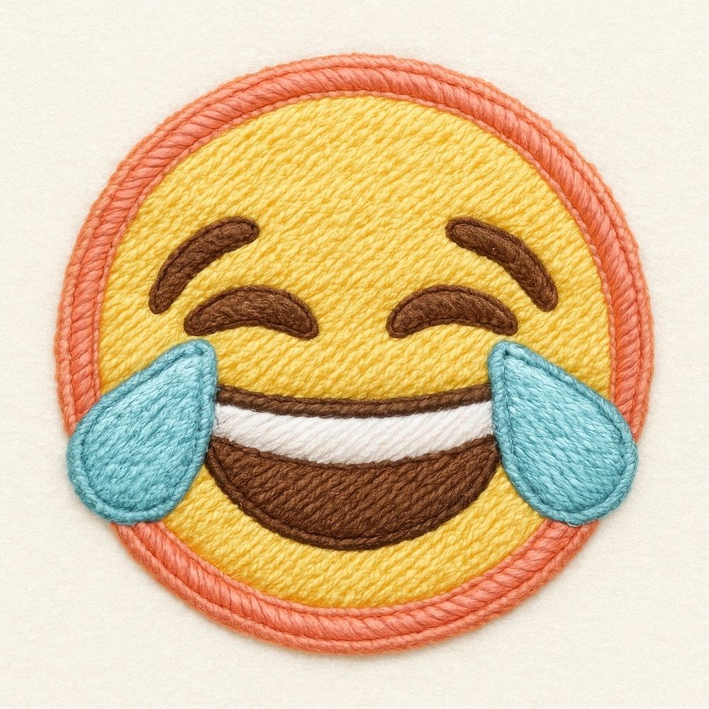 Embroidered laughing emoji patch. | Free Photo - rawpixel