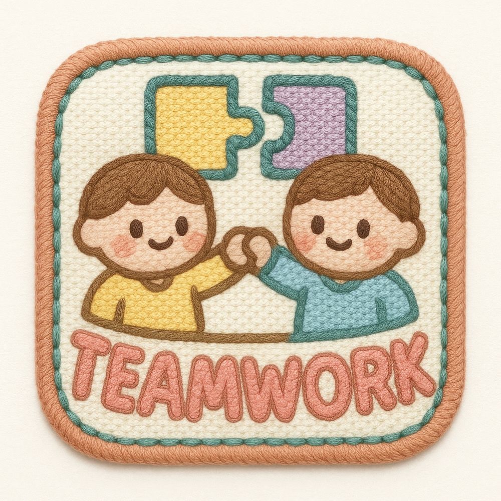 Cute teamwork embroidery patch | Free Photo - rawpixel