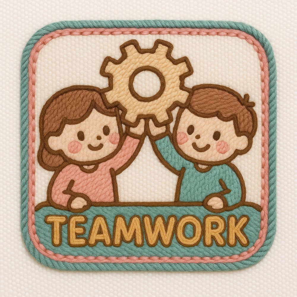 Cute teamwork embroidery patch | Free Photo - rawpixel