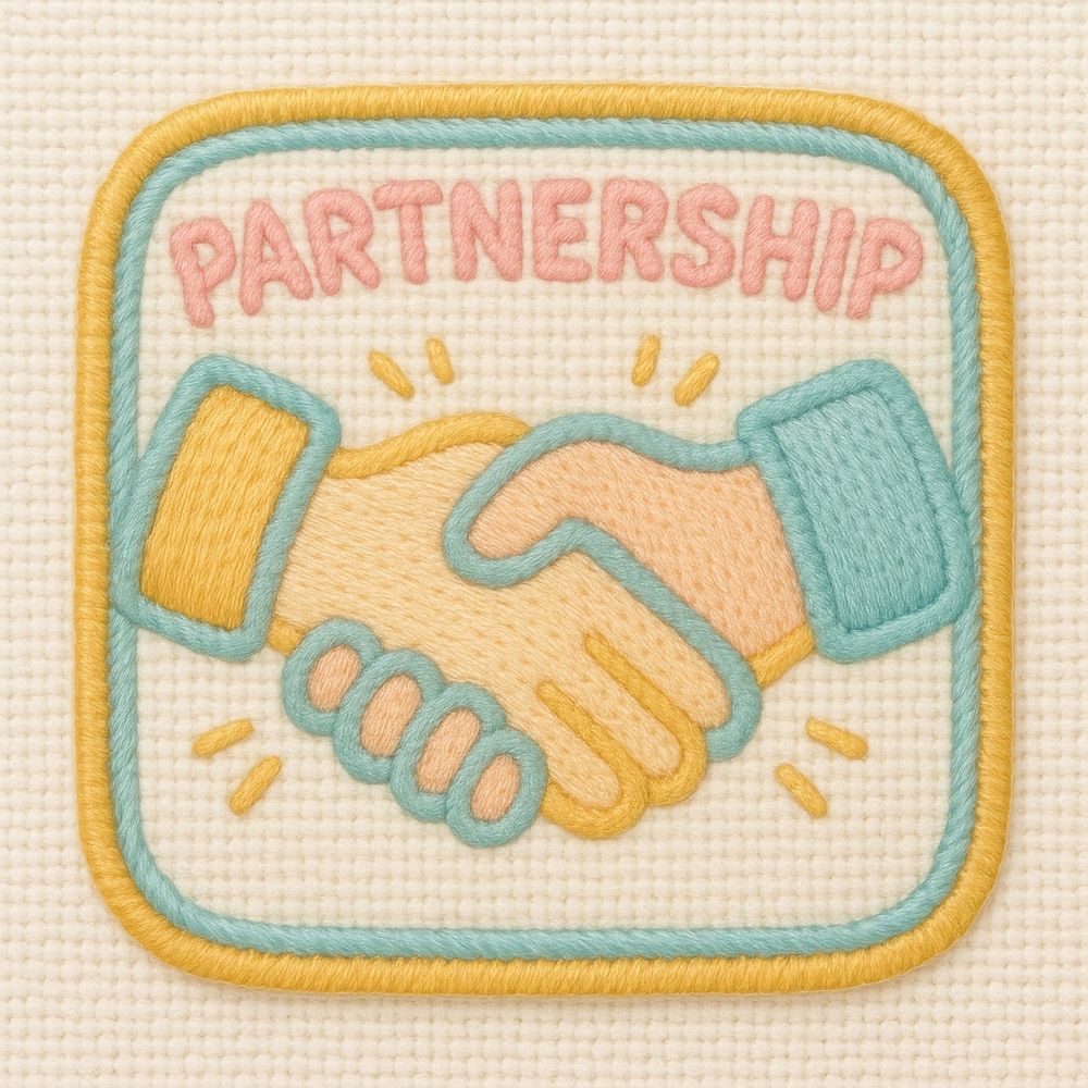 Colorful embroidered handshake badge | Free Photo - rawpixel