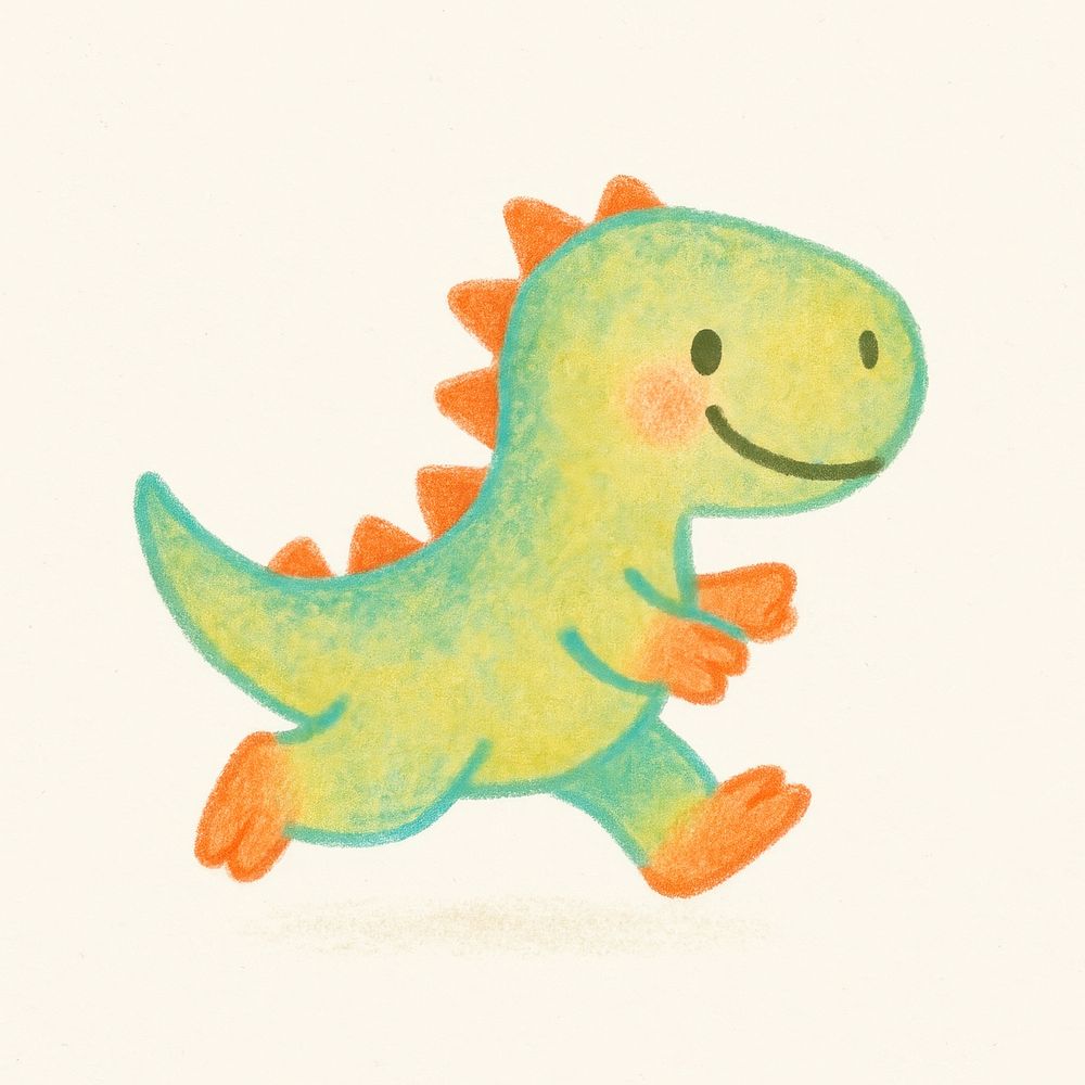 Cute dinosaur running happily. | Free Photo Illustration - rawpixel