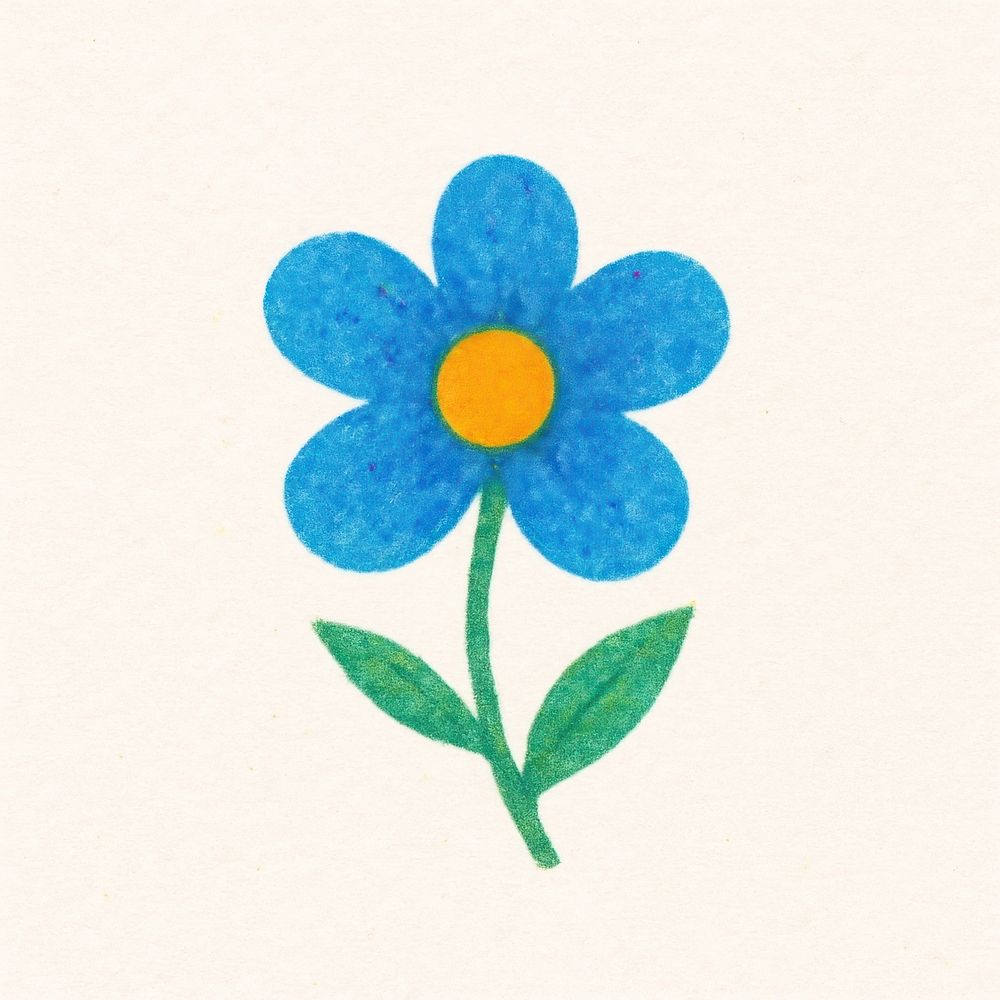 Simple blue flower illustration. | Free Photo Illustration - rawpixel