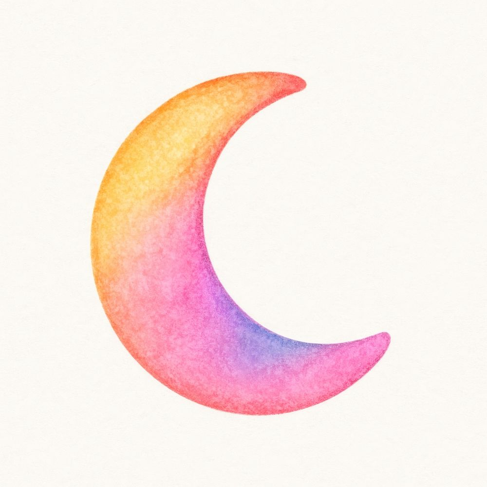 Colorful crescent moon illustration. | Free Photo Illustration - rawpixel
