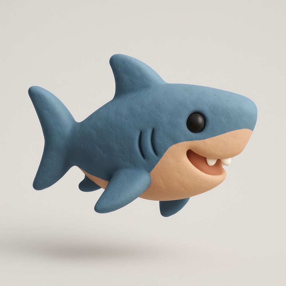 Cute clay shark illustration | Free Photo Illustration - rawpixel