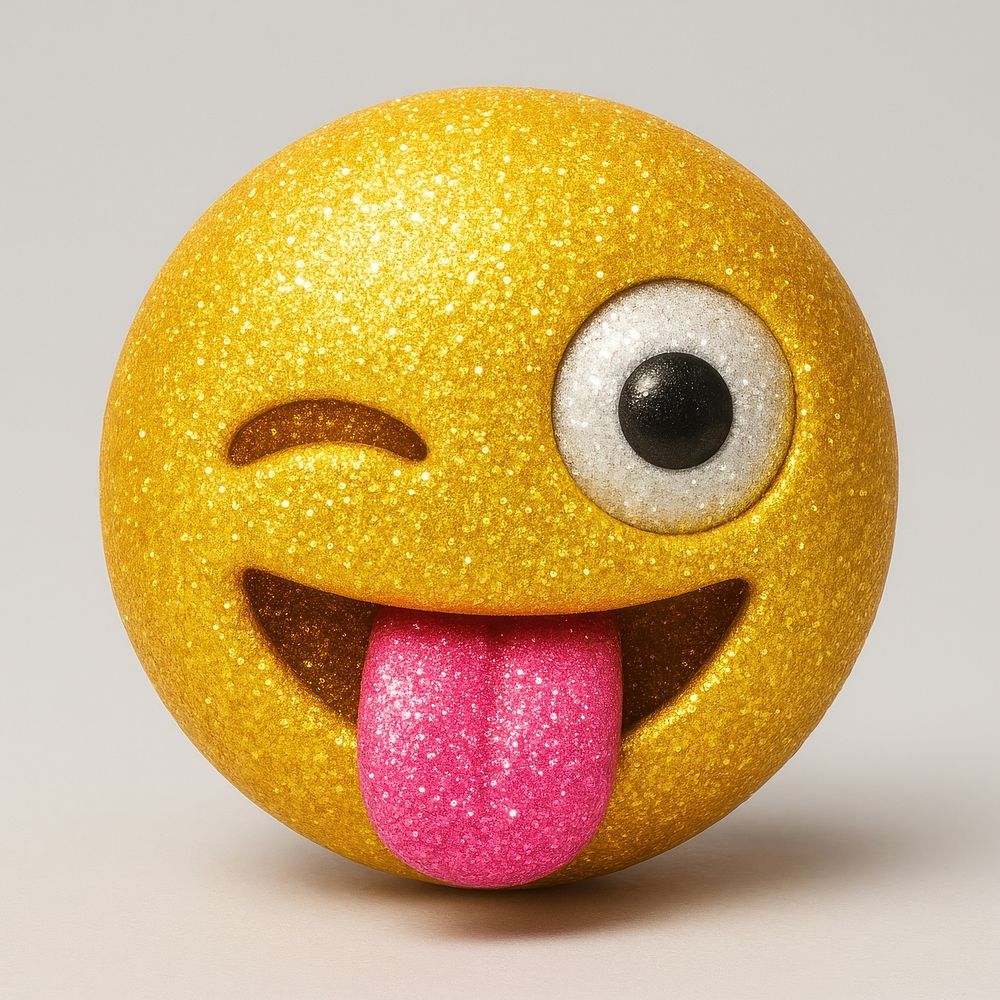 Glittery playful emoji face | Free Photo Illustration - rawpixel