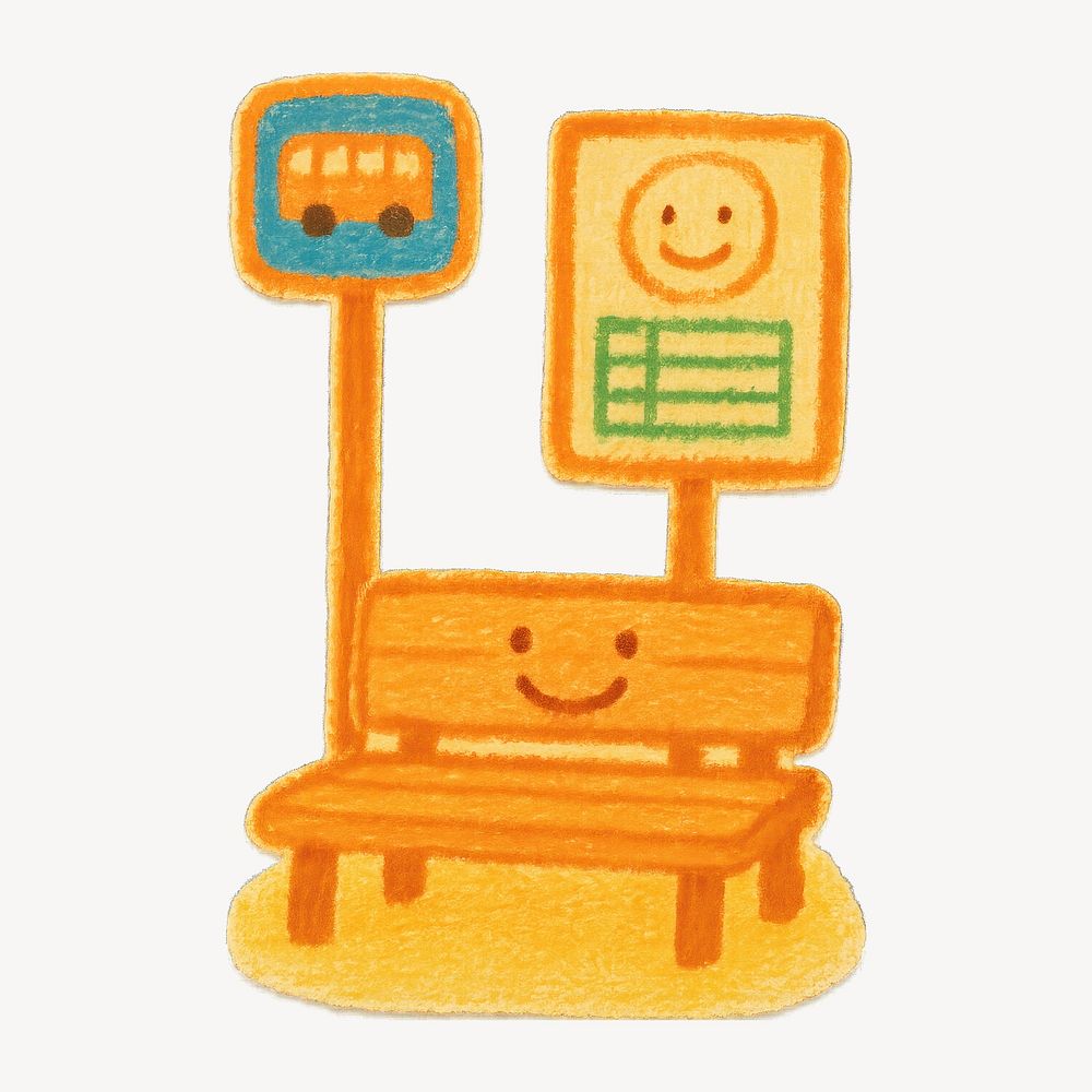 Whimsical bus stop illustration | Free Photo Illustration - rawpixel