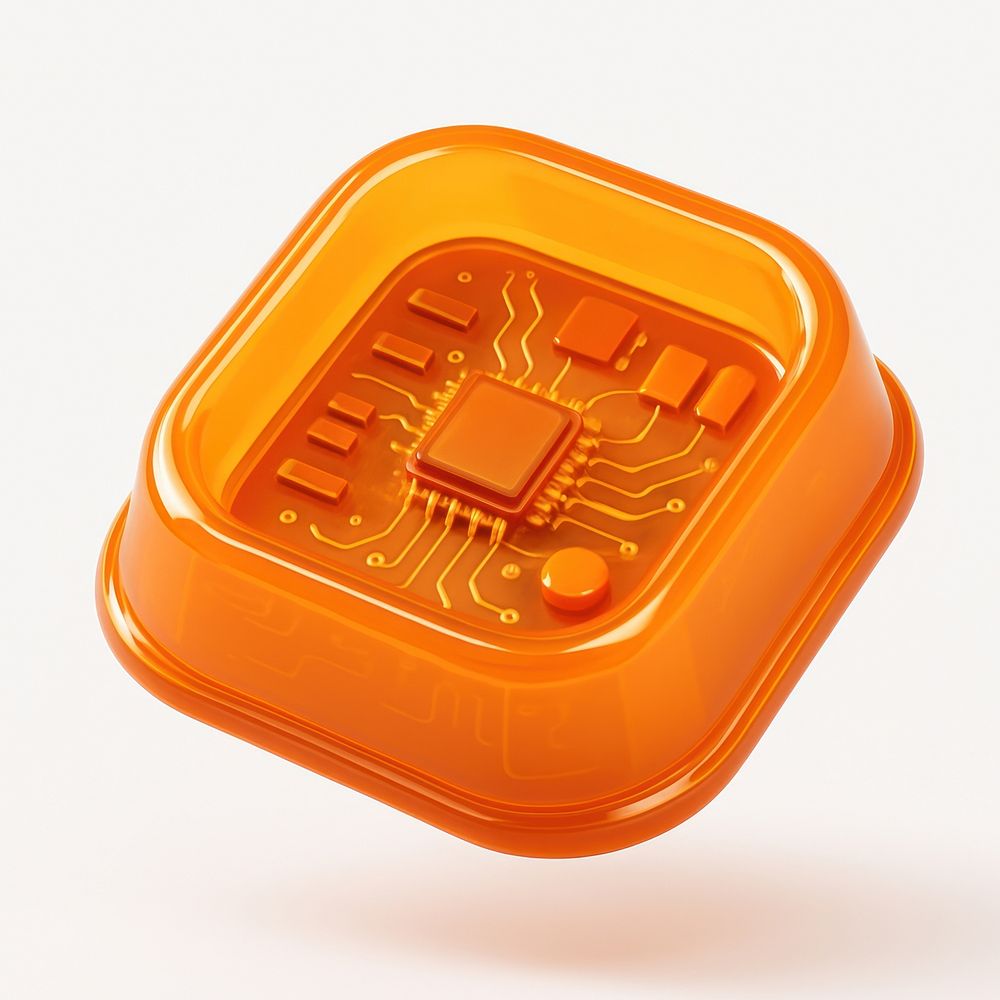 Futuristic orange microchip design | Free Photo Illustration - rawpixel