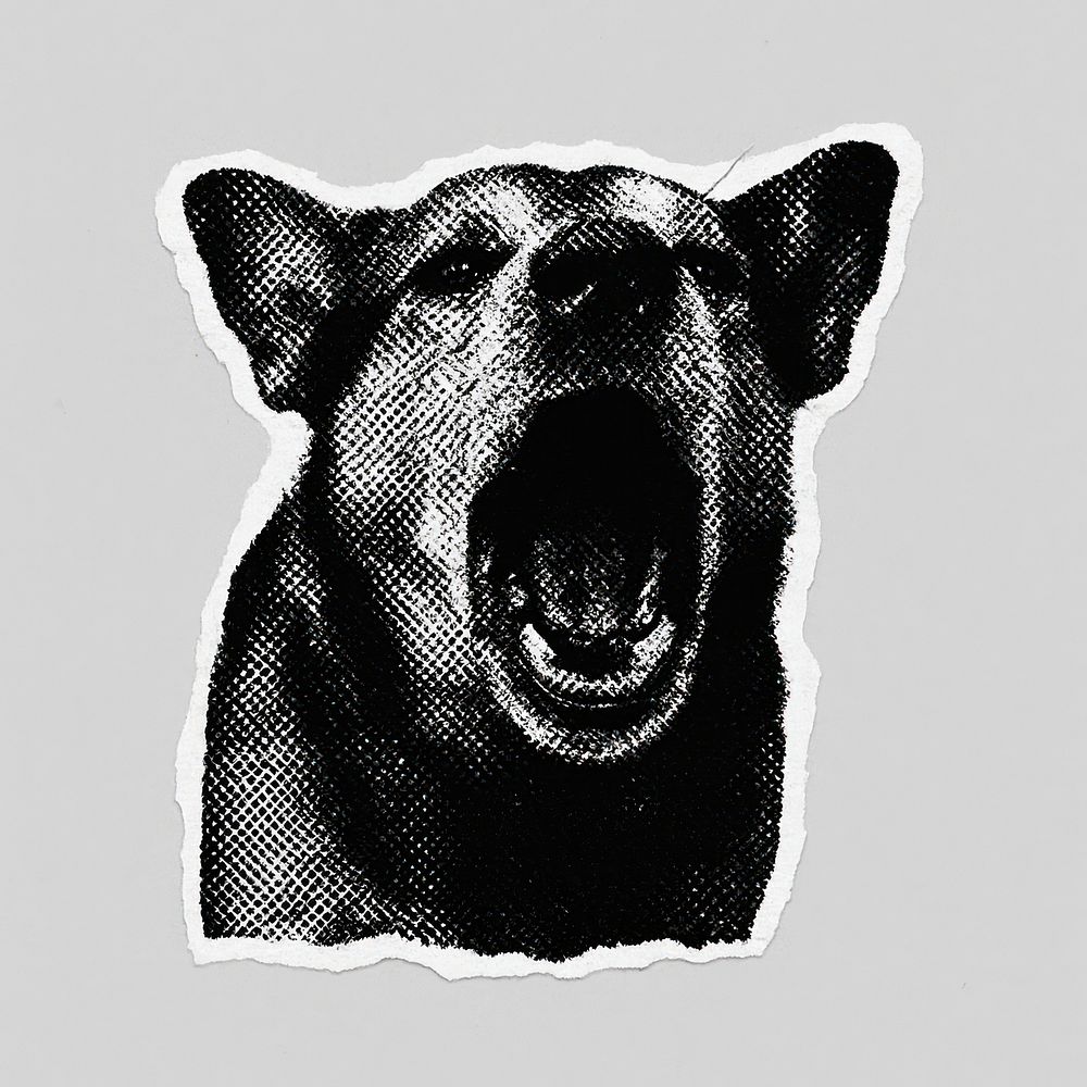 Vintage roaring dog illustration | Free Photo Illustration - rawpixel